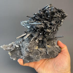 Museum-grade Stibnite Specimen – Needle-like Antimony Sulfide Crystals ...