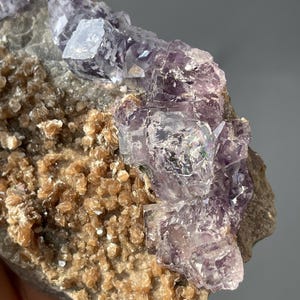 Purple Phantom Fluorite With Mica Hand-sized Specimen With Coffee-tone ...
