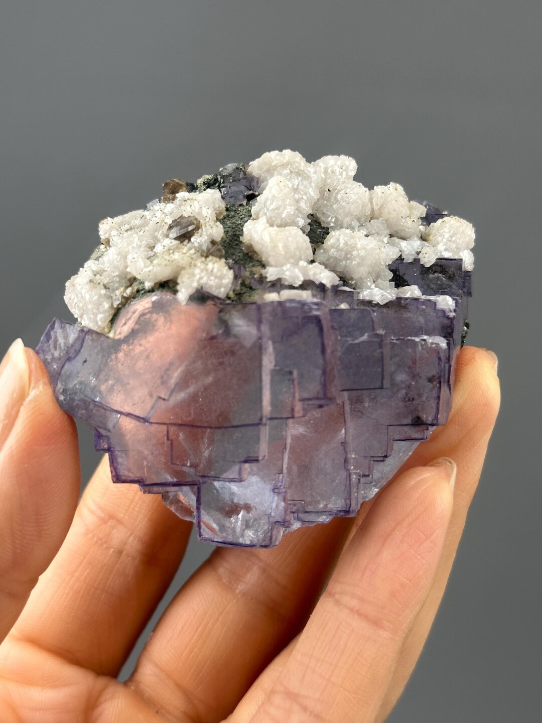 Rare Twinning Purple Fluorite & Dolomite Cluster: Fluorescent Collector ...