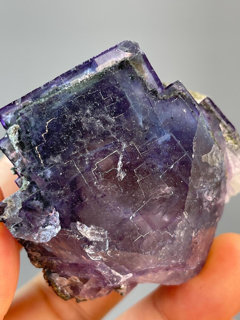 Rare YGX Twin Purple-blue Fluorite Crystal: House Shape Mineral ...