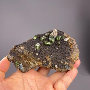 Rare Green Andradite Garnet Crystal Cluster on Matrix - Raw Mineral ...