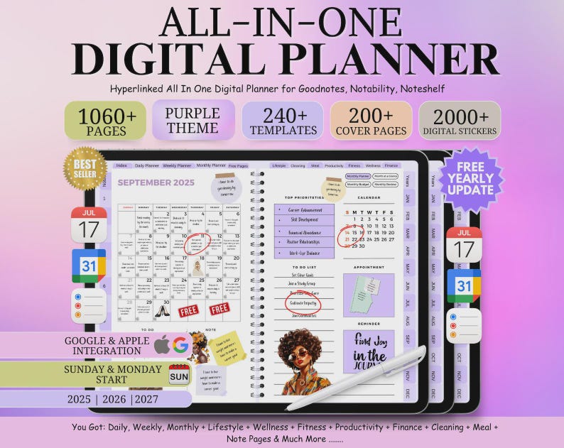 All-in-one Digital Planner 2026 2027 2028, Daily Weekly Monthly Journal ...