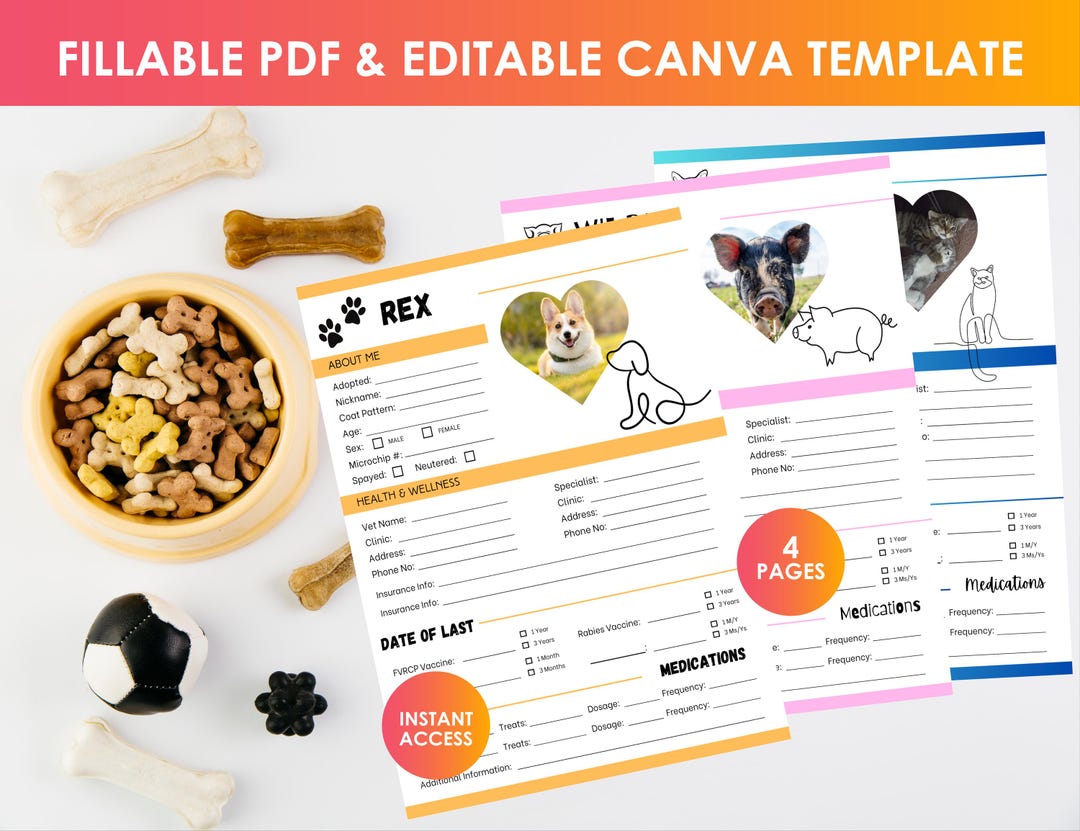 Pet Sitting Form - FILLABLE PDF - Etsy