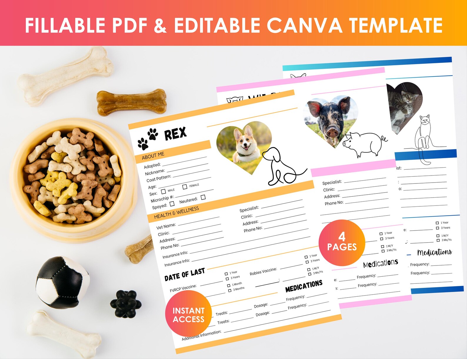 Pet Sitting Form - FILLABLE PDF - Etsy