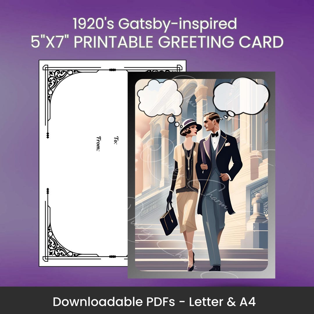 Customizable Greeting Card 1920's-themed Gatsby-inspired Stationery ...