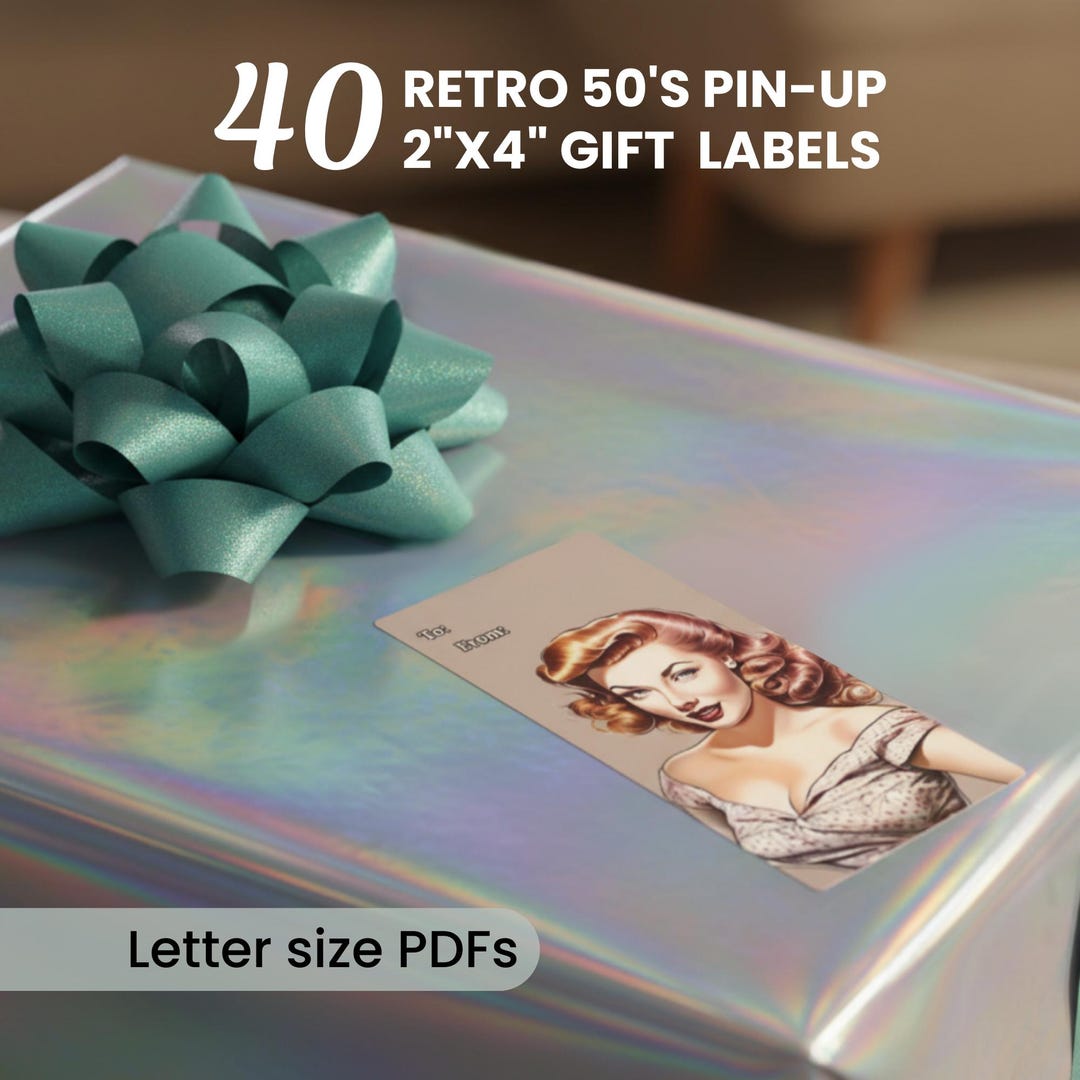 Retro Gift Labels 50s Pinups Printable Tags for Gifts Vintage Present ...
