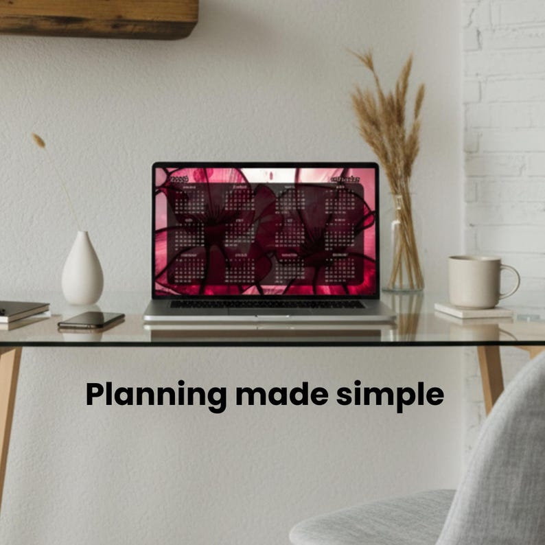 2026 Year at a Glance Stained Glass Poppies Calendar Digital Poppy ...