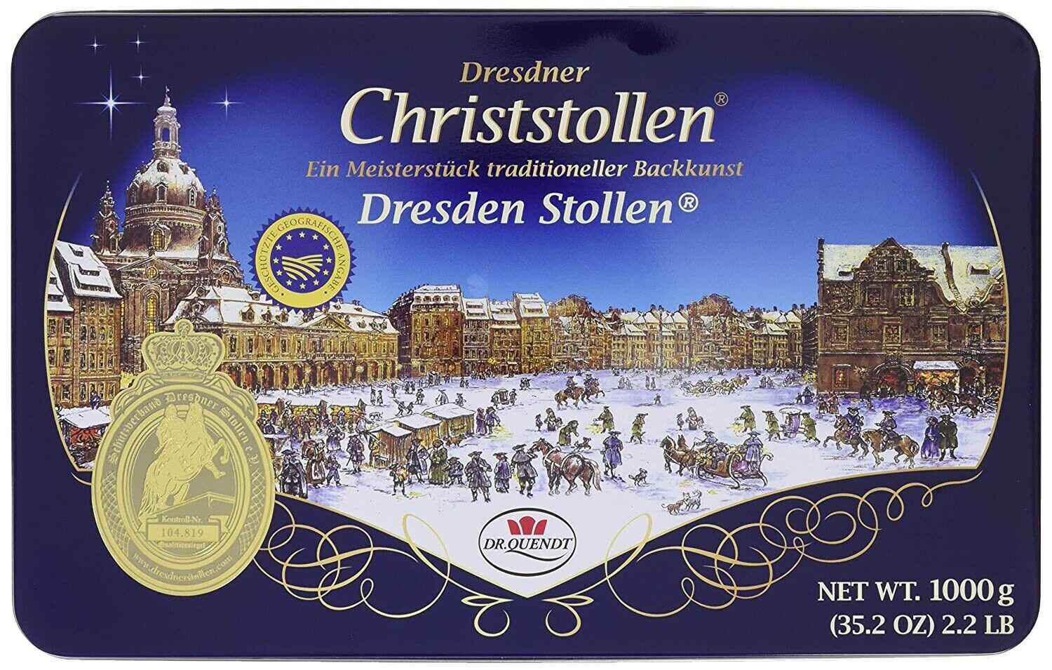 Dr. Quendt Dresdner Christstollen in TIN Box Traditional Stollen 1000g ...