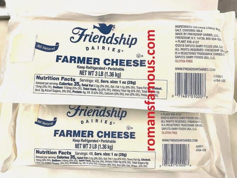 Friendship Dairies Farmer Cheese { Na Pierożki } ! US SELLER ! 3lb/loaf ...