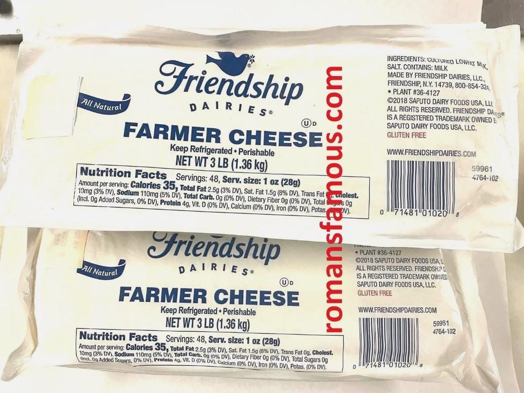 Friendship Dairies Farmer Cheese { Na Pierożki } ! US SELLER ! 3lb/loaf - Etsy