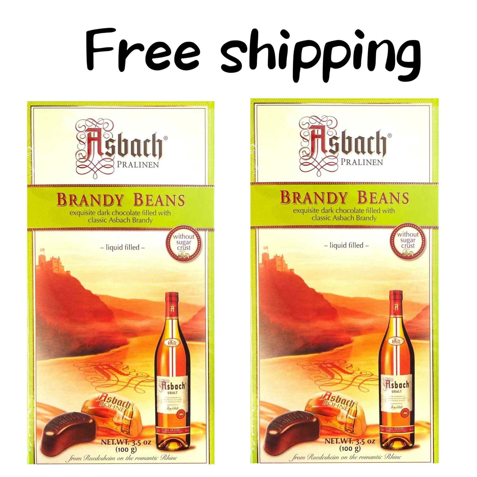 2 Box Asbach® Brandy Beans Dark Chocolates Filled With German Asbach ...