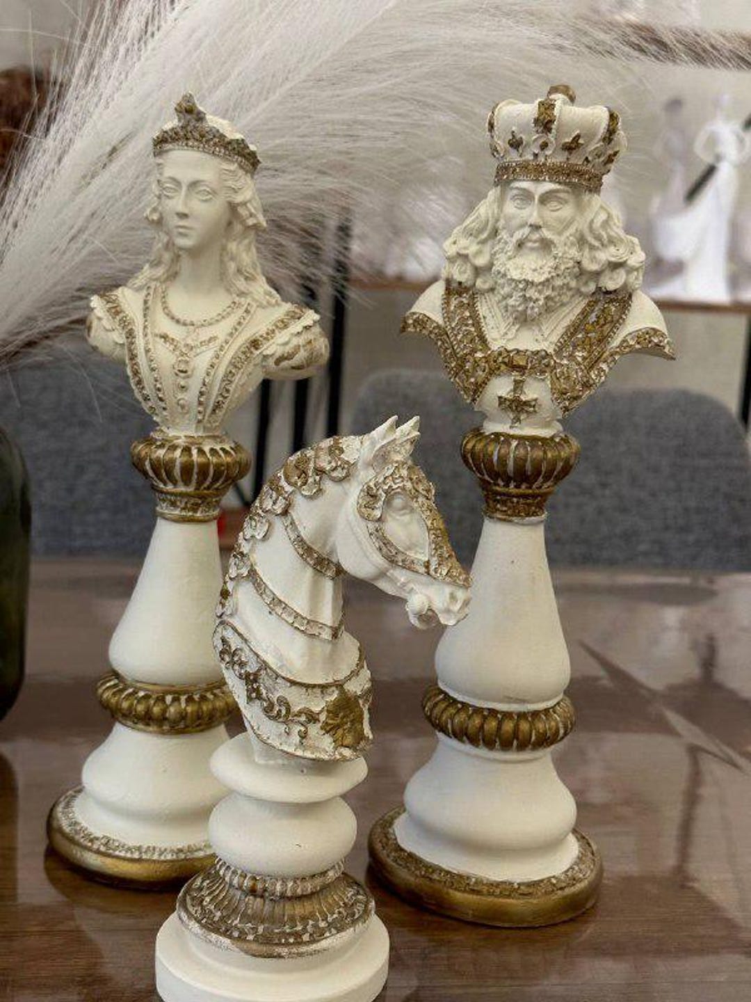 Chess Sculpture Statue Set - Chess Statue - Chess King Statue - Chess ...