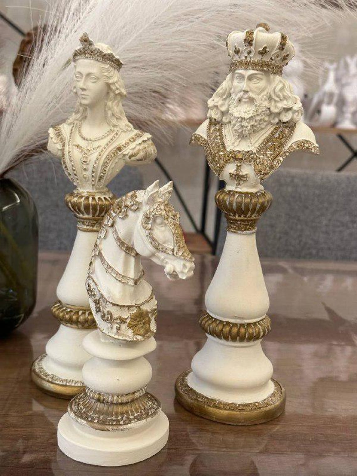 Chess Sculpture Statue Set - Chess Statue - Chess King Statue - Chess ...