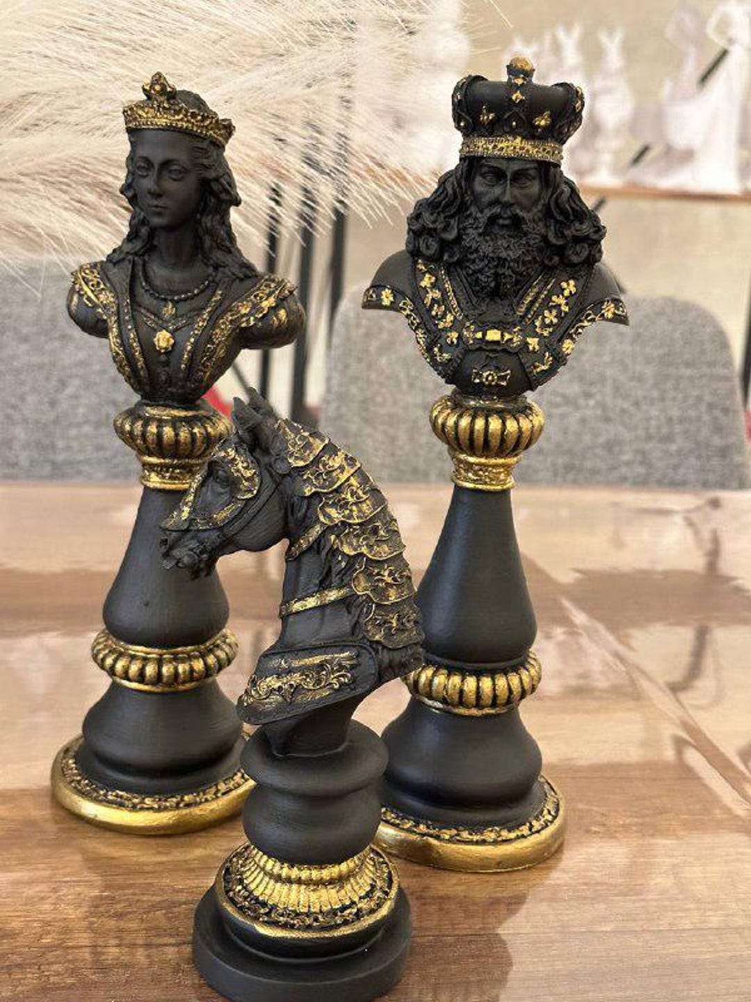 Chess Sculpture Statue Set - Chess Statue - Chess King Statue - Chess ...