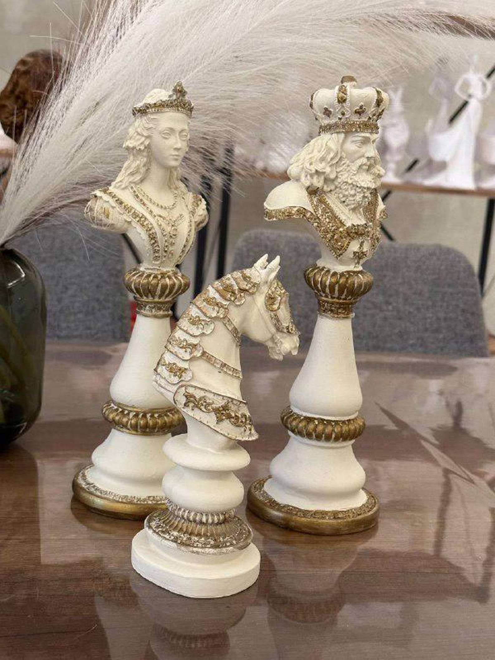 Chess Sculpture Statue Set - Chess Statue - Chess King Statue - Chess ...