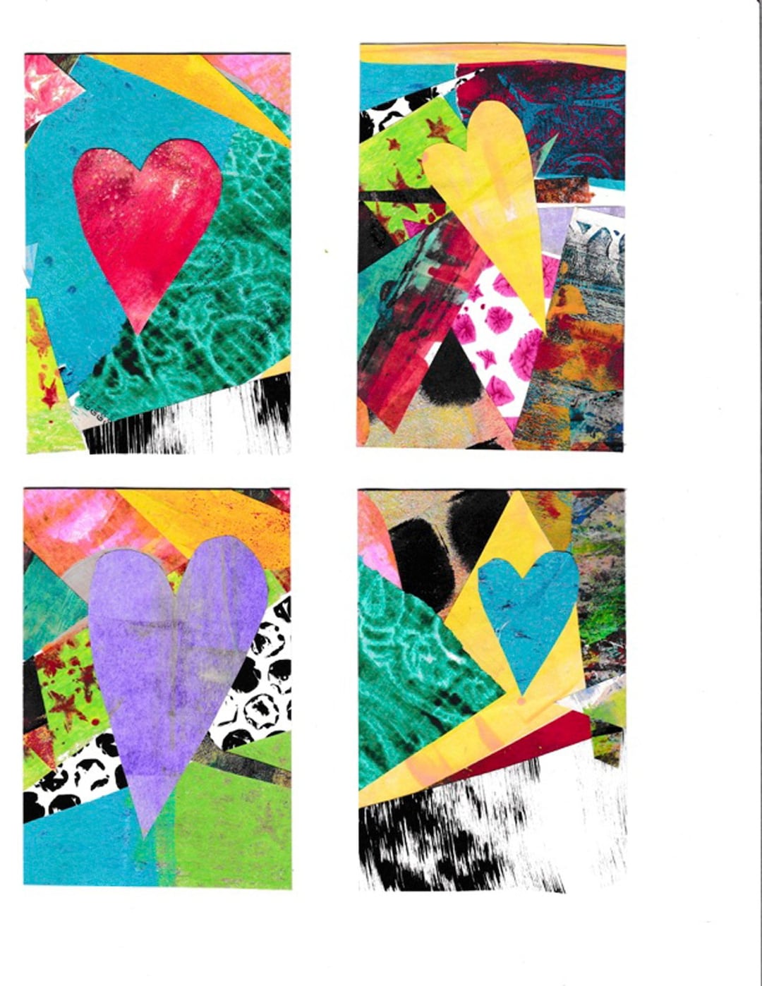 Heart Cards Valentine Cards-set of 8 Unique Cards DIY Add A Word - Etsy