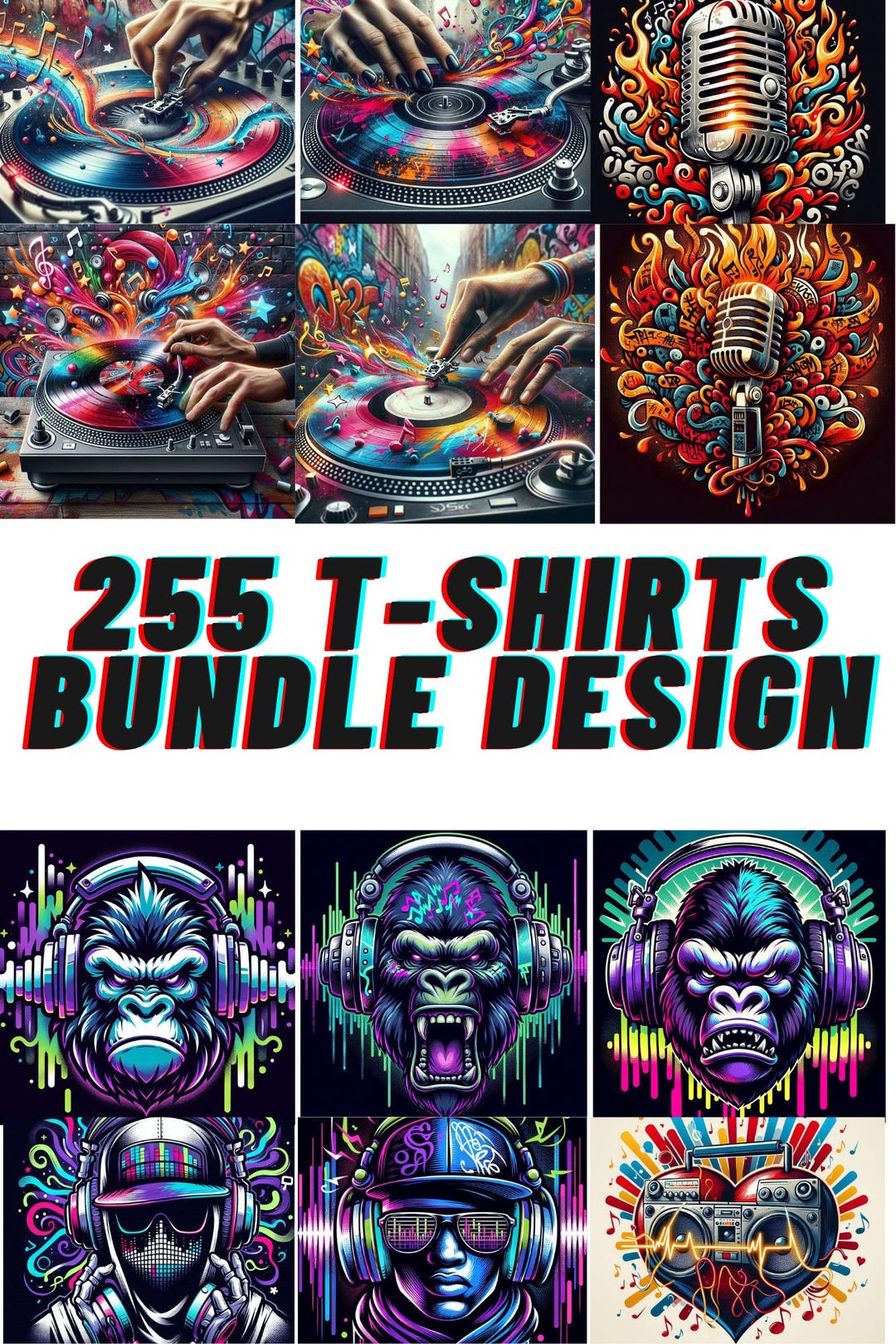 255 T-shirt Designs Bundle, Artistic T-shirt Designs, Colorful T-shirt ...
