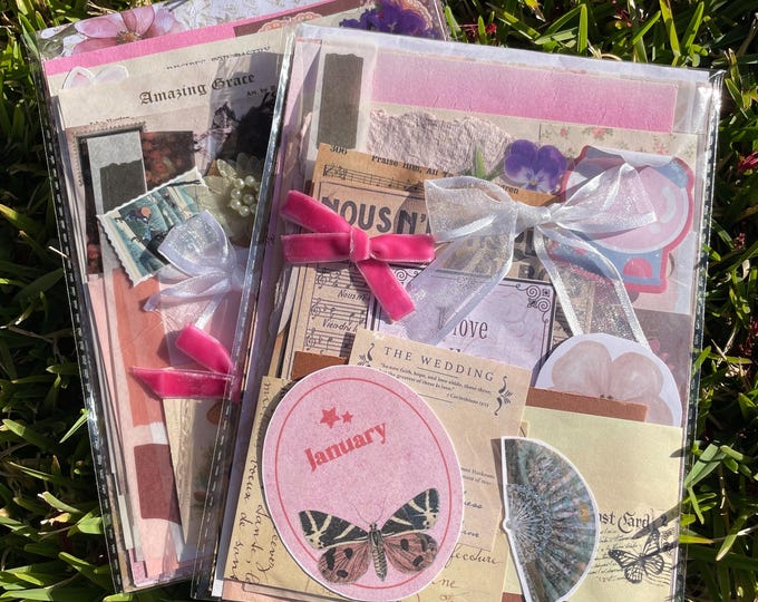 Thrifted Rose Pink Vintage Junk Journal Kit – Scrapbooking Ephemera ...