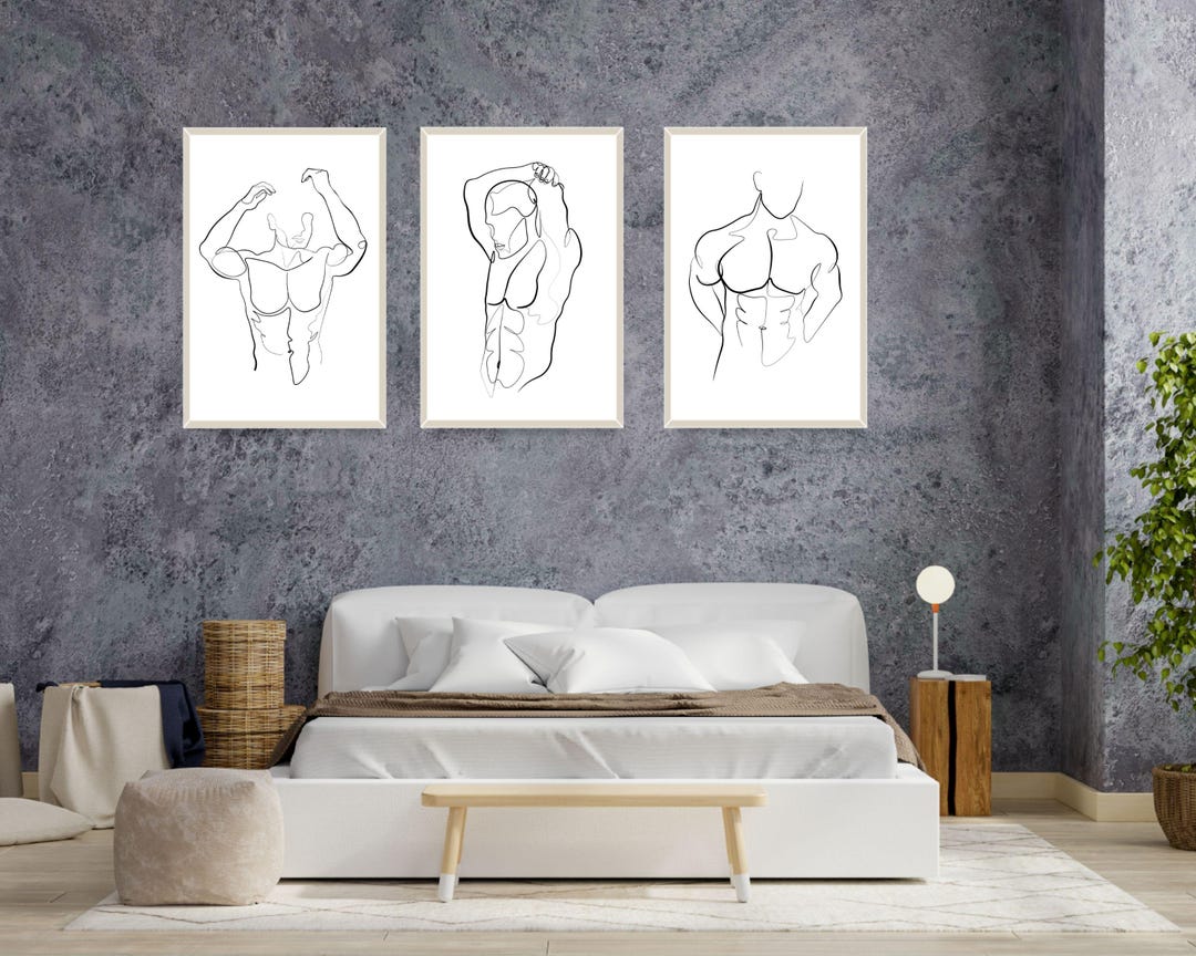 Male Line Art, Men Line Art, Bedroom Print, Prints for Home, Bedroom ...