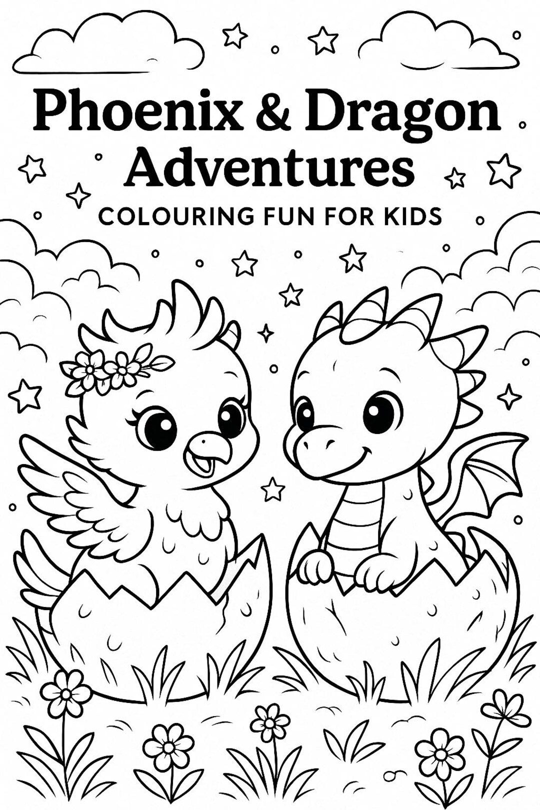 Phoenix and Dragon Adventures Colouring Book for Kids 10 Magical ...