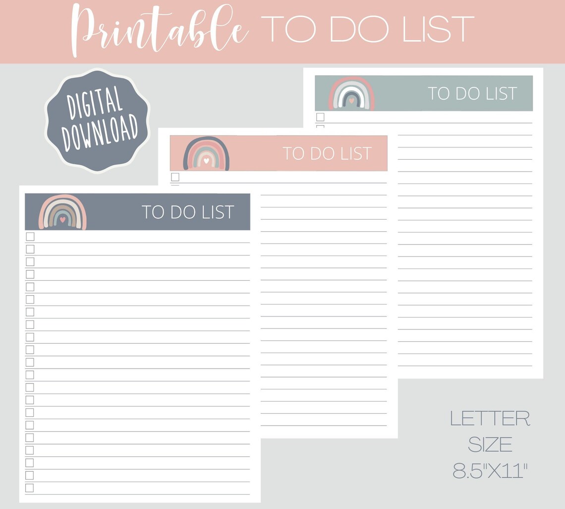 To Do List, Printable to Do List Template, Rainbow, to Do List Download ...