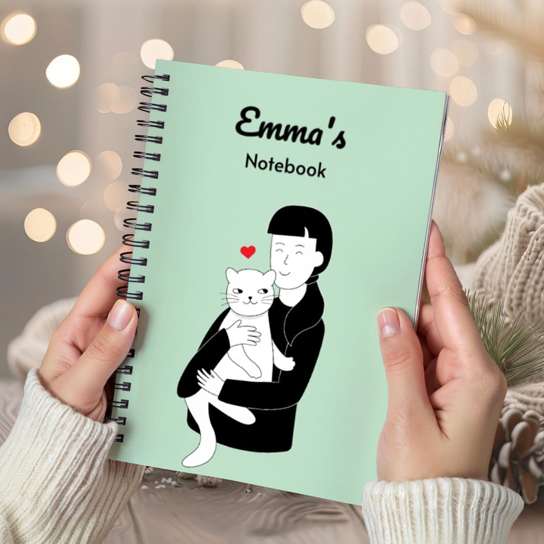 Personalized Gift Idea | Cat Lover Spiral Notebook - Ruled Line, Custom ...