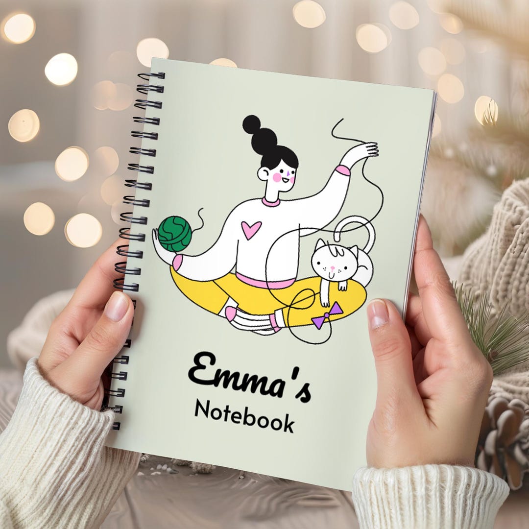 Personalized Cat Notebook, Ruled Line Journal, Cat Lover Stationery - Etsy