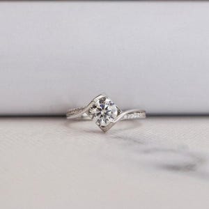 Bypass Tension Set Wedding Ring, Solitaire With Accent Ring, 1.5 CT ...