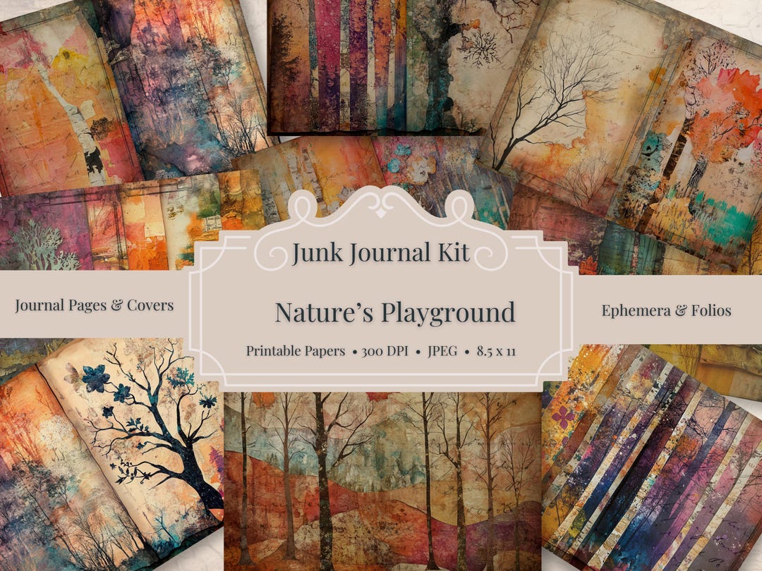 Nature's Playground Junk Journal Kit | Watercolor Forest Theme ...
