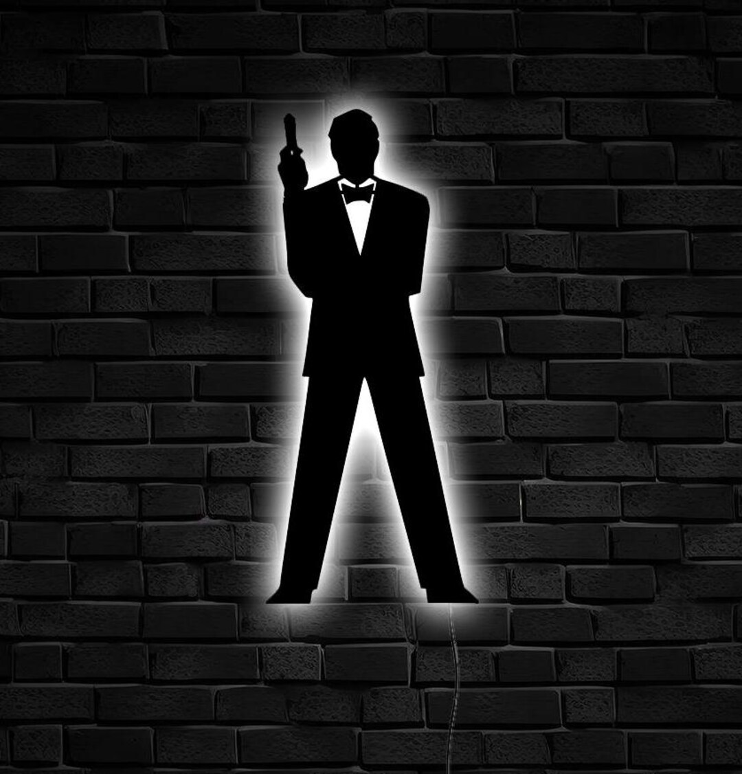 007 James Bond Silhouette, Bond Wall Art, Spy Movie Decor, James Bond ...
