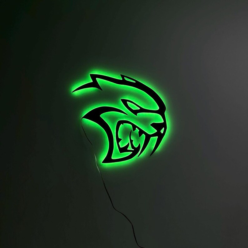 SRT Hellcat Logo LED Sign, Muscle Car Wall Art, Car Lover Gift ...