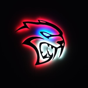 SRT Hellcat Logo LED Sign: Muscle Car Garage Decor - Etsy