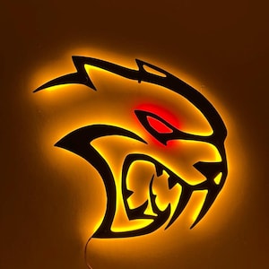 SRT Hellcat Logo LED Sign: Muscle Car Garage Decor - Etsy