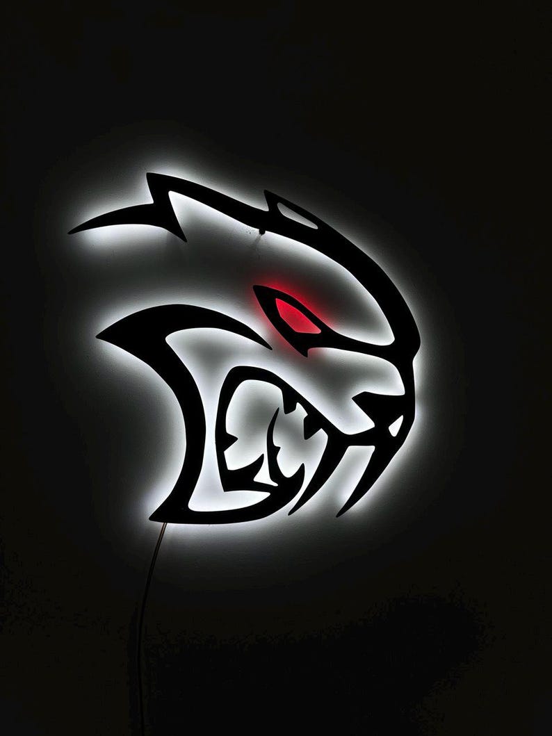 SRT Hellcat Logo LED Sign: Muscle Car Garage Decor - Etsy