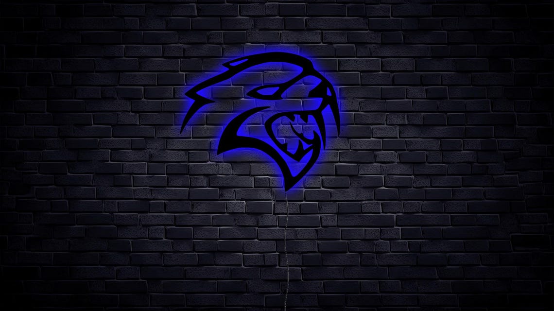 SRT Hellcat Logo LED Sign, Muscle Car Wall Art, SRT Hellcat Decor, Car ...