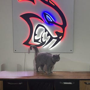 SRT Hellcat Logo LED Sign: Muscle Car Garage Decor - Etsy