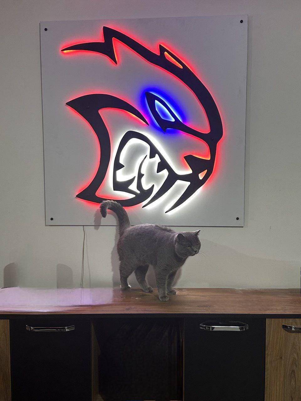 SRT Hellcat Logo LED Sign: Muscle Car Garage Decor - Etsy