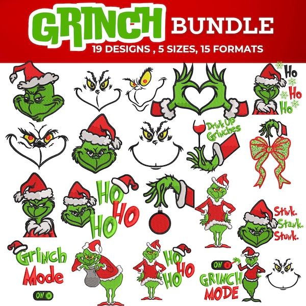Grinch Embroidery Design - Etsy