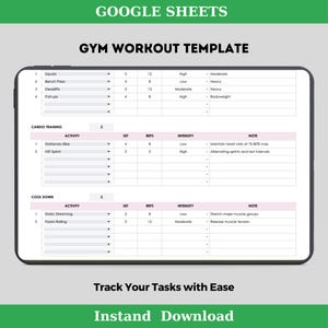 Gym Workout Template, Editable Google Sheets for Planning and Tracking ...