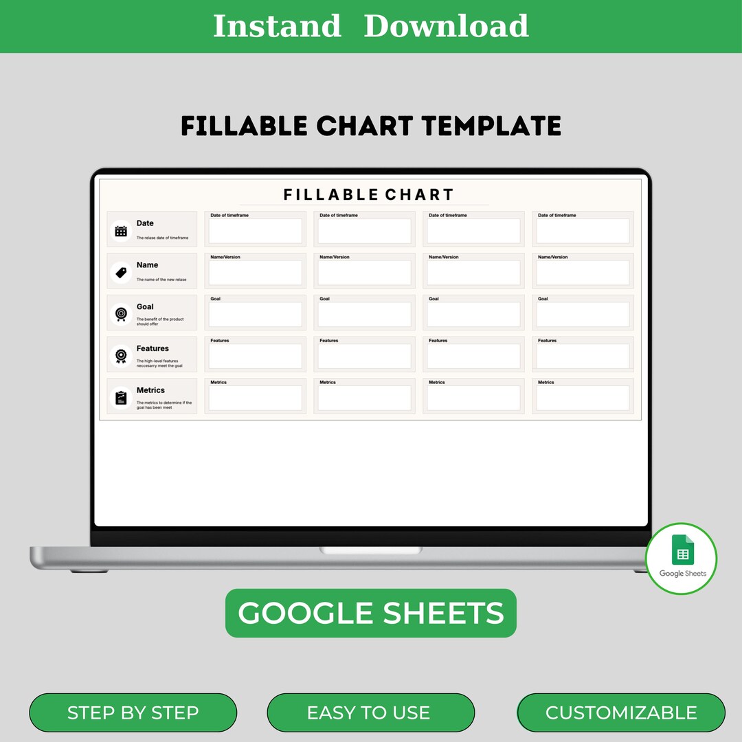 Fillable Chart Template, Digital Download, Editable Google Sheets, Easy ...