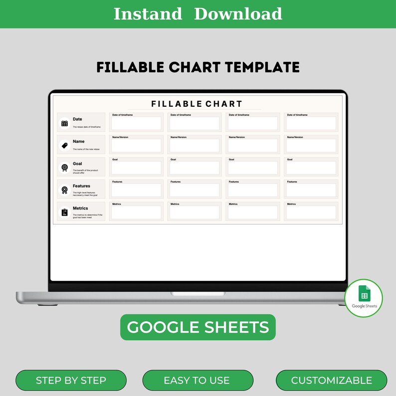 Fillable Chart Template, Digital Download, Editable Google Sheets, Easy ...