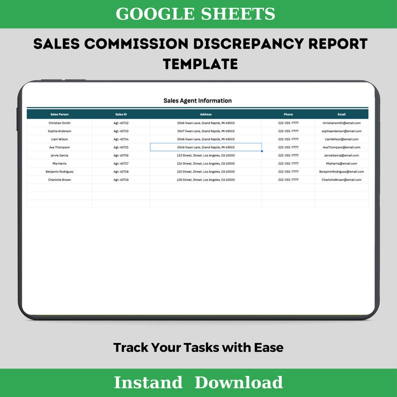 Sales Commission Discrepancy Report Template, Editable Google Sheets ...