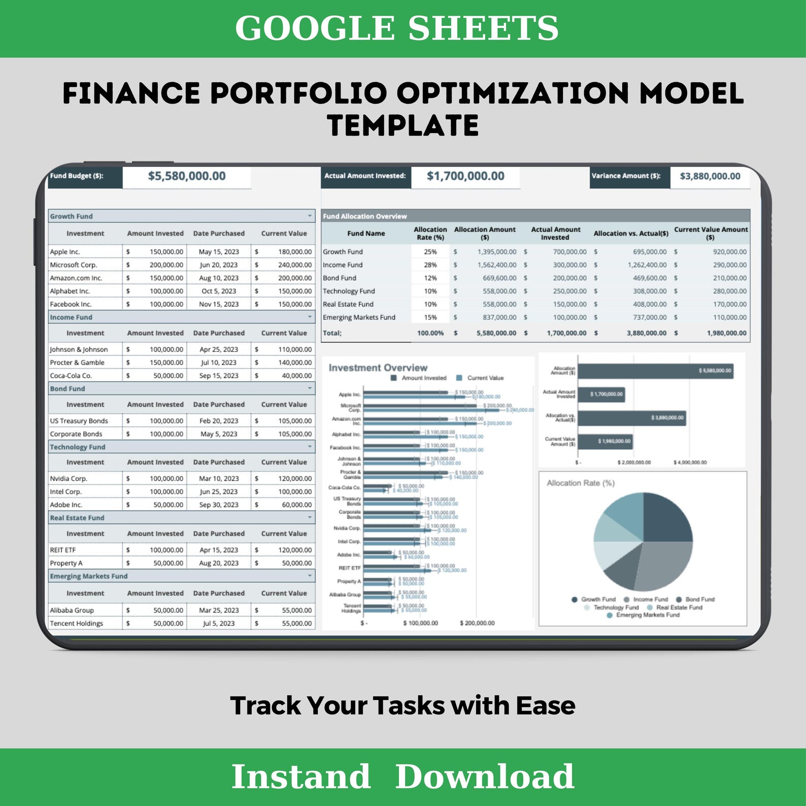 Finance Portfolio Optimization Model Template, Digital Download ...