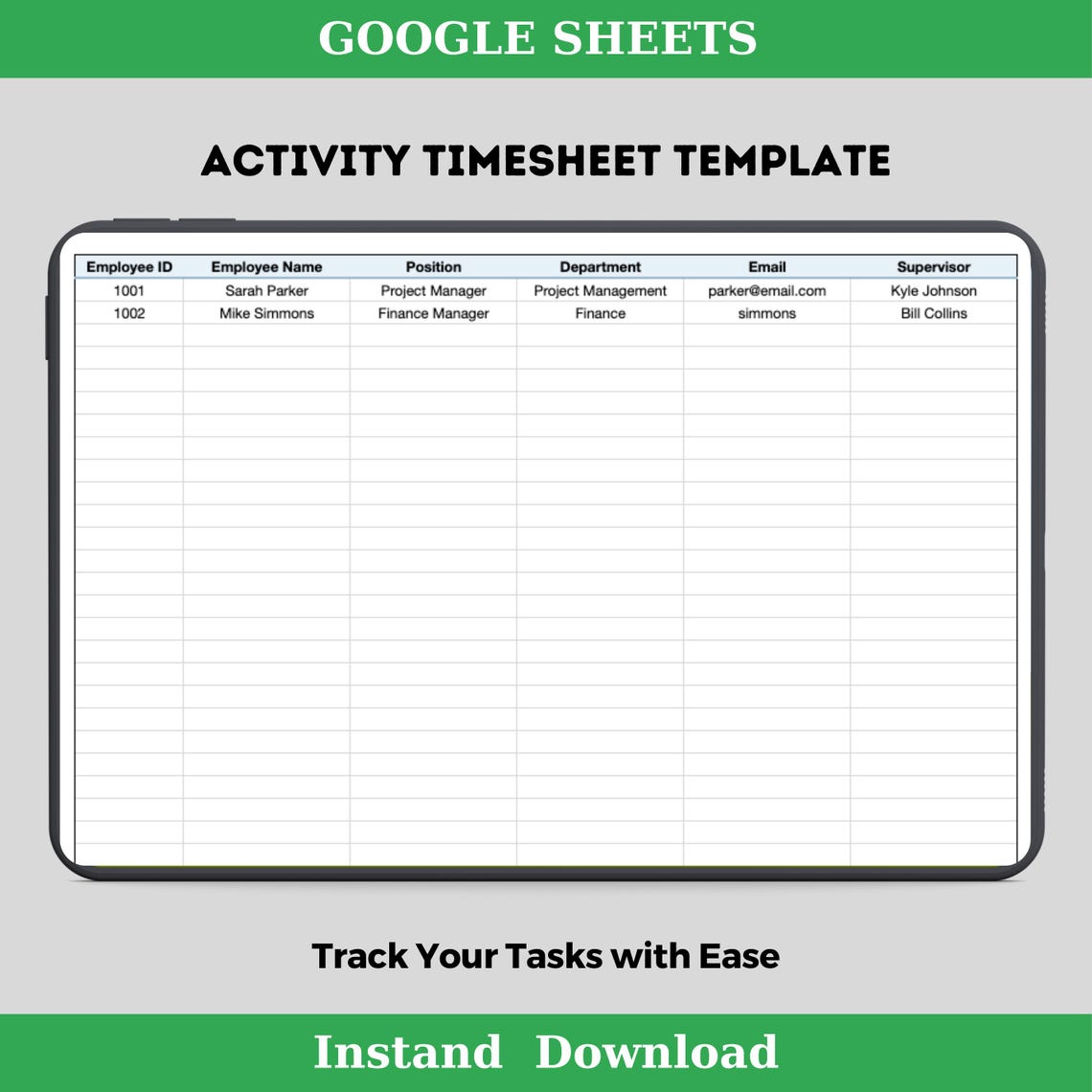 Activity Timesheet Template, Editable Google Sheets for Time Tracking ...