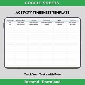 Activity Timesheet Template, Editable Google Sheets for Time Tracking ...