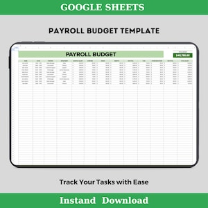 Payroll Budget Template, Digital Download, Editable Google Sheets, Easy ...