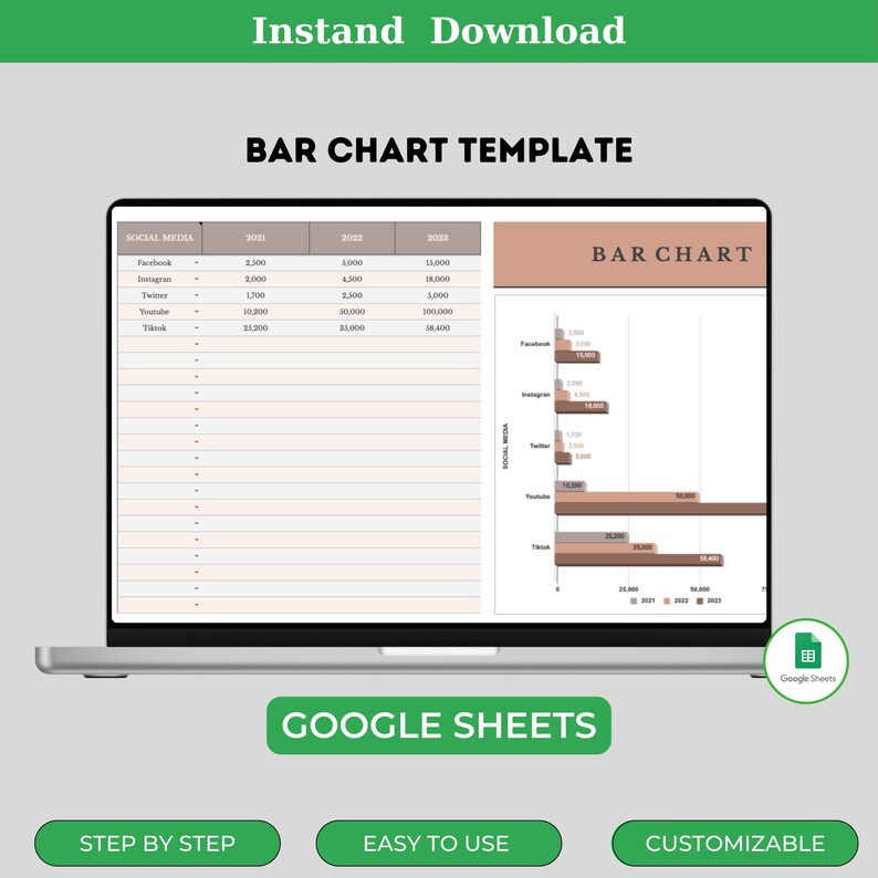 Editable Bar Chart Template for Data Visualization, Google Sheets ...