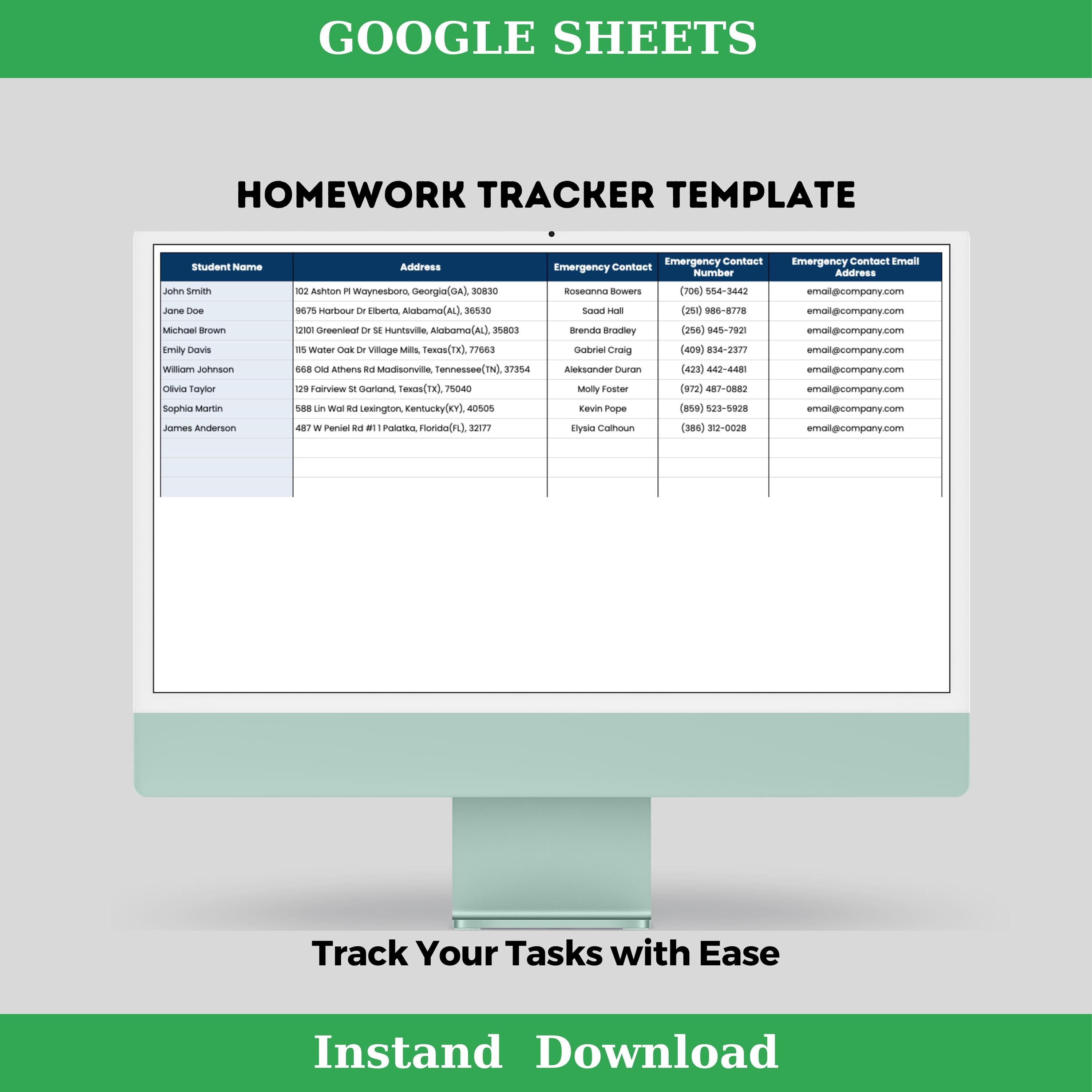 Homework Tracker Template, Assignment Planner, School Task Organizer ...