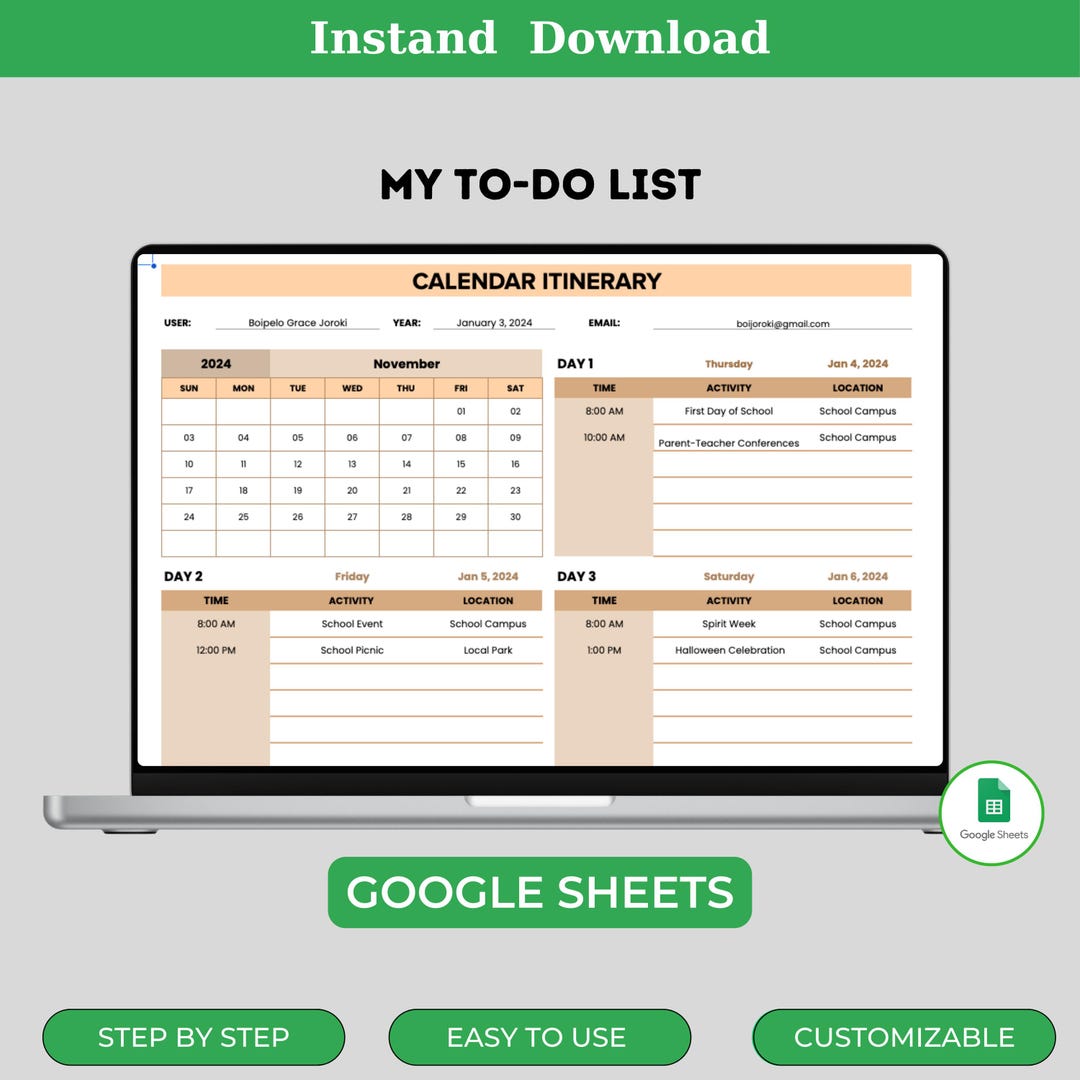 My To-do List Template, Editable Google Sheets for Task Tracking ...