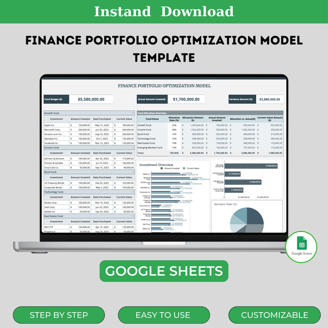 Finance Portfolio Optimization Model Template, Digital Download ...